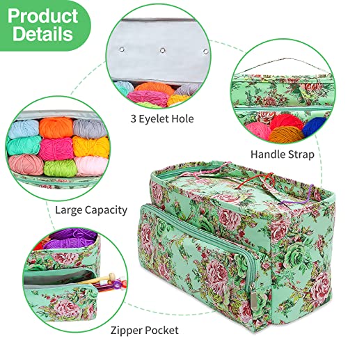 SUNJULY Blingbin Knitting Storage Bag, Portable Crochet Yarn Storage Bag Organizer with Holes Knitting Bag Prevent Tangling Totes