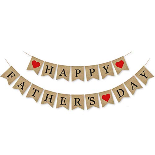 Father's Day Banner, Fntacetik Father's Day Decorations “Happy Father's Day” Burlap Banner Party Supplies Photo Booth Backdrop Fathers Day Bunting Banner Sign Decor