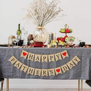 Father's Day Banner, Fntacetik Father's Day Decorations “Happy Father's Day” Burlap Banner Party Supplies Photo Booth Backdrop Fathers Day Bunting Banner Sign Decor