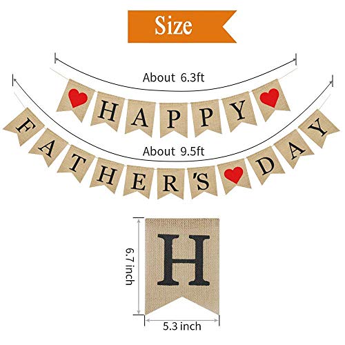 Father's Day Banner, Fntacetik Father's Day Decorations “Happy Father's Day” Burlap Banner Party Supplies Photo Booth Backdrop Fathers Day Bunting Banner Sign Decor