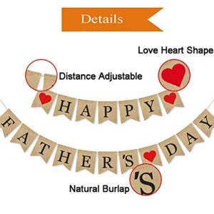 Father's Day Banner, Fntacetik Father's Day Decorations “Happy Father's Day” Burlap Banner Party Supplies Photo Booth Backdrop Fathers Day Bunting Banner Sign Decor