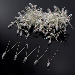 MP02W 100pcs 3mm Clear Miniature 12V 60mA Grain of Wheat Bulbs Warm White for Model Train Layout or Architectural Project