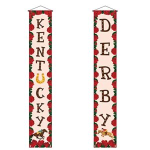 Kentucky Derby Porch Banner Churchill Downs Horse Racing Run for The Roses Party Front Door Sign Decoration Supply