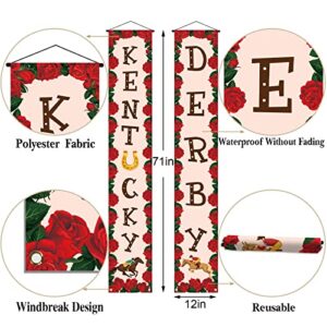 Kentucky Derby Porch Banner Churchill Downs Horse Racing Run for The Roses Party Front Door Sign Decoration Supply