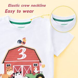 3rd Birthday T-Shirt Baby Boy Toddler Farm Animal Three 3 Years Old B-Day Tee Gift Third Farm Animals Themed Birthday Party Top Tee Cotton T Shirt Printed Short Sleeve White