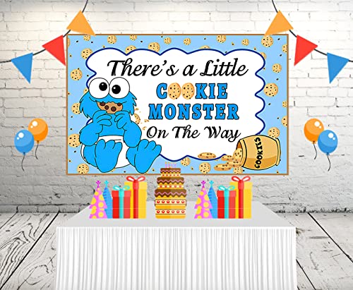 Baby Cookie Monster Backdrop for Gender Reveal Party Supplies 5x3ft There's a Little Cookie on The Way Banner for Street Baby Shower Party Decorations