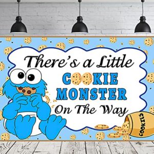 Baby Cookie Monster Backdrop for Gender Reveal Party Supplies 5x3ft There's a Little Cookie on The Way Banner for Street Baby Shower Party Decorations