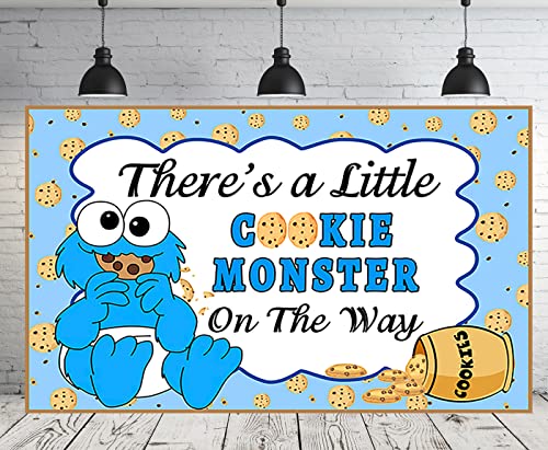 Baby Cookie Monster Backdrop for Gender Reveal Party Supplies 5x3ft There's a Little Cookie on The Way Banner for Street Baby Shower Party Decorations