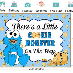 Baby Cookie Monster Backdrop for Gender Reveal Party Supplies 5x3ft There's a Little Cookie on The Way Banner for Street Baby Shower Party Decorations