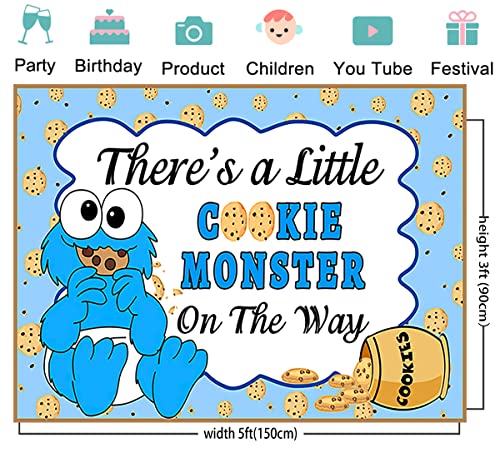 Baby Cookie Monster Backdrop for Gender Reveal Party Supplies 5x3ft There's a Little Cookie on The Way Banner for Street Baby Shower Party Decorations