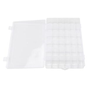 MAHIONG 6 Pack 36 Grids Plastic Organizer Box with Adjusatble Dividers and 600 PCS Label Stickers , Clear Bead Storage Container Small Parts Organizer for Crafts Jewelry Fishing Tackles