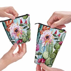 swono cactus floral pencil case bright tropical flowers roses cacti watercolor standing pencil case pencil holder pencil pouch cosmetics pouch makeup office bag colorful