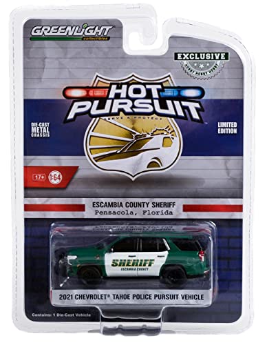 Greenlight 30381 Hot Pursuit - 2021 Chevy Tahoe Police Pursuit Vehicle (PPV) - Escambia County Sheriff, Pensacola, Florida (Hobby Exclusive) 1:64 Scale Diecast