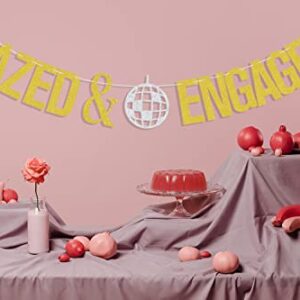 Dazed & Engaged Banner Gold Glitter, Hippie Engaged Banner, Retro 60's 70's Bachelorette Banner, Engaged Banner, Last Disco Engagement Party Decorations