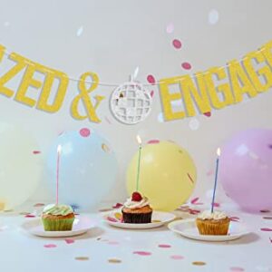 Dazed & Engaged Banner Gold Glitter, Hippie Engaged Banner, Retro 60's 70's Bachelorette Banner, Engaged Banner, Last Disco Engagement Party Decorations