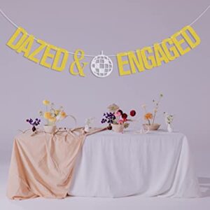 Dazed & Engaged Banner Gold Glitter, Hippie Engaged Banner, Retro 60's 70's Bachelorette Banner, Engaged Banner, Last Disco Engagement Party Decorations