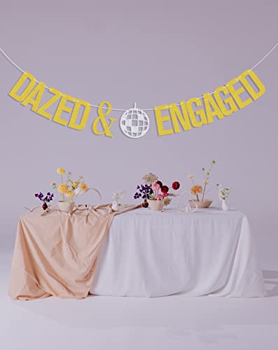 Dazed & Engaged Banner Gold Glitter, Hippie Engaged Banner, Retro 60's 70's Bachelorette Banner, Engaged Banner, Last Disco Engagement Party Decorations