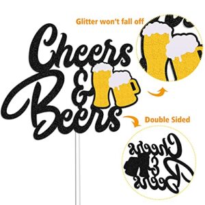 Cheers and Beers Banner With Cheers Cake Topper and Circle Dots Garland 12” Latex Balloons Kits Happy Birthday Banner for Man Woman Adults Him Her Bday Wedding Bachelorette Baby Shower Housewarming Party Event Celebration Supplies