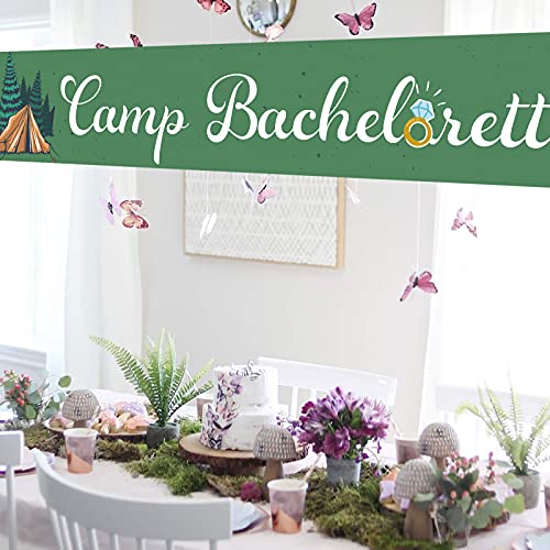 Camp Bachelorette Large Banner Sign Backdrop,Bachelorette Weekend In The Woods Glamping Lake Party Decorations Supplies, Party Decor Lawn Sign Yard Sign 9.8x1.6ft