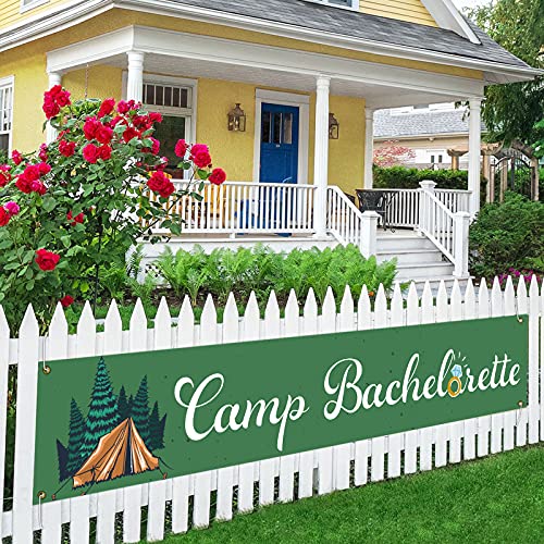 Camp Bachelorette Large Banner Sign Backdrop,Bachelorette Weekend In The Woods Glamping Lake Party Decorations Supplies, Party Decor Lawn Sign Yard Sign 9.8x1.6ft