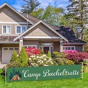 Camp Bachelorette Large Banner Sign Backdrop,Bachelorette Weekend In The Woods Glamping Lake Party Decorations Supplies, Party Decor Lawn Sign Yard Sign 9.8x1.6ft