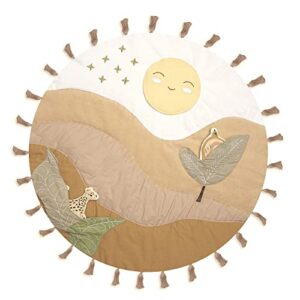 crane baby activity mat, interactive infant and baby playmat for boys and girls, desert sunset, 36” x 36”