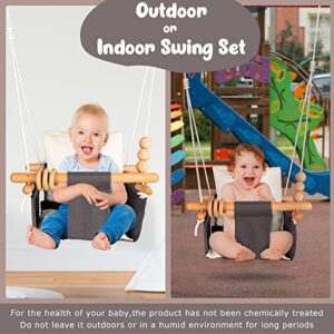 Baby Swing Outdoor Indoor Toddler Swing Seat with Safety Belt, Canvas Hanging Swings Outside Tree Swing Great Gift for Baby Boys Girls Kids Lovers