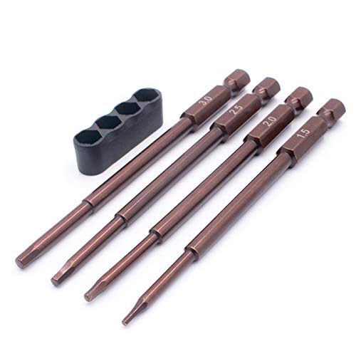 LCX Racing 4pc 1/4" Metric Hex Bit Set, Electric Screwgun, Power Drill RC Hobby RC Model RC Truck (1.5 2.0 2.5 3.0mm)