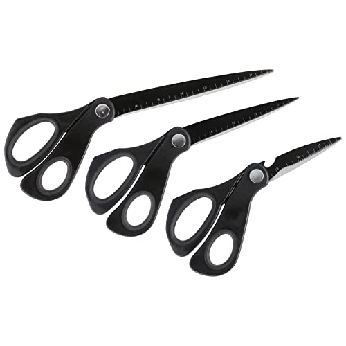 OLYMPIA TOOLS Heavy Duty Scissors Set 3PK, Multipurpose Ultra Sharp Shears, Premium Stainless Steel Blades, Ergonomic Grip Black, for Office Home School Sewing Fabric Craft Supplies