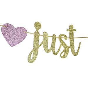 Just Married Banner-Romantic Wedding Sign,Bridal Shower Engagement Bunting Photo Booth Props.