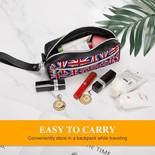 British Flag Pattern Pen Pouch Makeup Organizer Cosmetic Handbag with Lanyard Large Capacity Bag Portable Gift for Office Travel