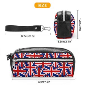 British Flag Pattern Pen Pouch Makeup Organizer Cosmetic Handbag with Lanyard Large Capacity Bag Portable Gift for Office Travel