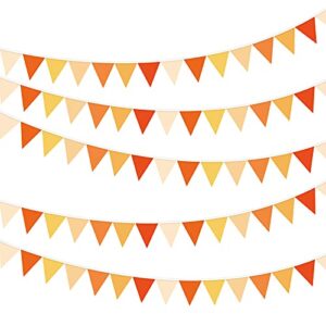 11m/36ft orange fall party banner decor fabric triangle pennant flag autumn halloween thanksgiving bunting garland streamer orange cloth outdoor garden hanging banner