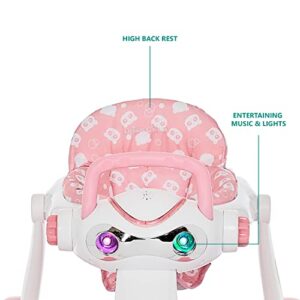 Dream On Me 2-in-1 Charlie Baby Walker, Easy Convertible Baby Walker, Walk Behind, Height Adjustable, Speed Adjusting Wheels, 360-degree Rotating Seat, Pink