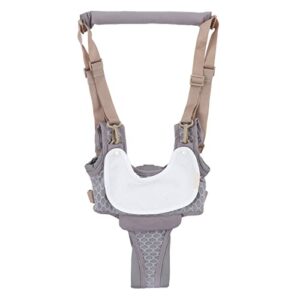 baby walking harnesses, handheld kids walk helper lightweight adjustable detachable crotch pad handheld toddler walk assistant belt for 8‑24m webbing, mesh material(monsoon grey-profile mesh)