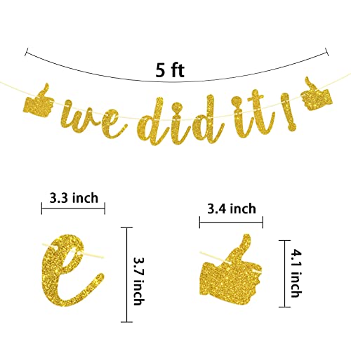 Dill-Dall Glitter We Did It Banner, 2022 Graduation Banner, Congrats Grad Party Supplies, High School Graduation / College Graduation Party Decorations ( Gold )