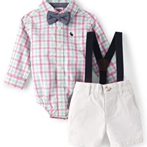 Gymboree,Long Sleeve Bodysuit and Chino Shorts Set,Tea Plaid/White,9-12 Months