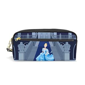 kuizee pencil case pouch pen bag pen case ﻿cinderella runs away fairy tale small students stationery pouch zipper bag school office pu leather 8 inch