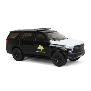 2021 Chevy Tahoe Police Pursuit Vehicle Black with White Hood Texas Highway Patrol Hot Pursuit Series 1/64 Diecast Model Car by Greenlight 30235