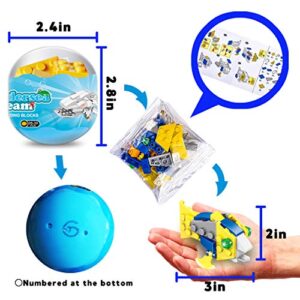 12Pcs PreFilled Easter Eggs with Sea Ocean Animals Building Blocks, Egg Surprise Toys for Easter Basket Stuffers, Easter Egg Hunt, Easter Basket Filler, Easter Party Favors Classroom Prize Toys