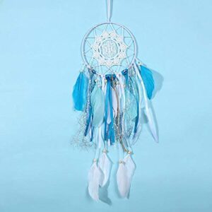 LED Dreamcatcher Blue Big Dream Catcher Handmade Spiritual Dream Catcher for Wall Hanging Ornament Craft Gift, Home, Bedroom, Party, Wedding Decoration,5.85x17.94in