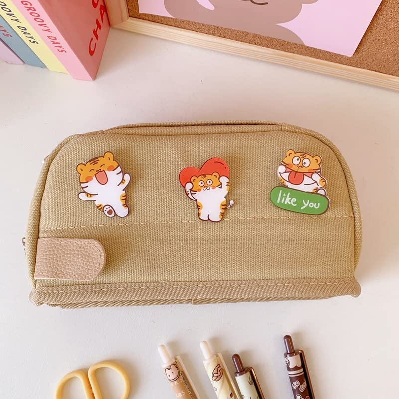 MOMEITU Kawaii Pencil case Japanese Large-Capacity Girl ins Cute Stationery Pencil case(Khaki)