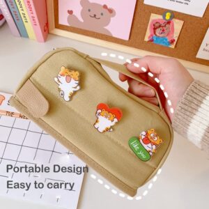 MOMEITU Kawaii Pencil case Japanese Large-Capacity Girl ins Cute Stationery Pencil case(Khaki)