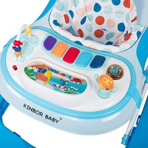 KINBOR BABY Walkers Foldable Activity Walker - 2-in-1 Baby Sit-to–Stand or Push-Behind Step Seated with Fun Toys and Activity Tray for Boys