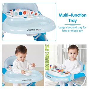 KINBOR BABY Walkers Foldable Activity Walker - 2-in-1 Baby Sit-to–Stand or Push-Behind Step Seated with Fun Toys and Activity Tray for Boys