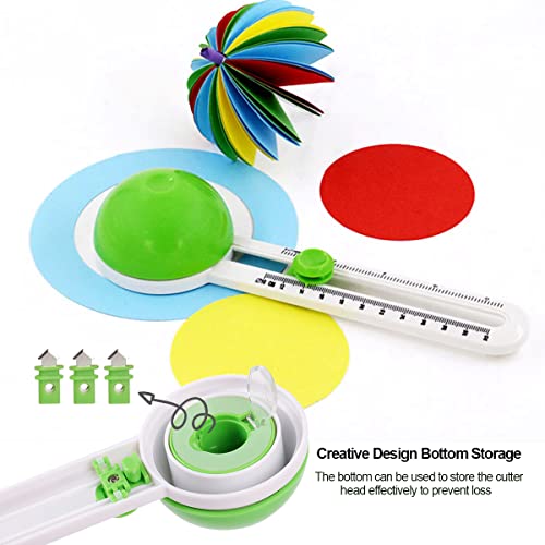 Circle Paper Cutter Circle Cutter for Paper Crafts Cut Circle Paper Trimmer Scrapbook Circle Cutter Rotary Paper Cutter Round Cutting Knife Card Cutter for DIY Crafts Cards(Include 3 Green Blade)