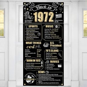 51st birthday decorations back in 1972 door banner for men women, black gold happy 51 birthday door cover party supplies, 51 year old birthday backdrop sign decor for outdoor indoor