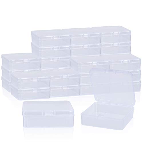 Akamino 30 Pack Small Clear Plastic Beads Storage Containers Box with Hinged Lid for Storage Beads,Crafts, Jewelry, Hardware and Other Small Items Accessories (3.3 x 3.3 x 1.2 inches)