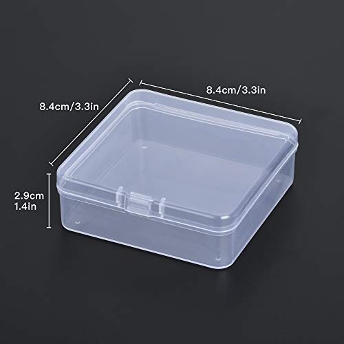 Akamino 30 Pack Small Clear Plastic Beads Storage Containers Box with Hinged Lid for Storage Beads,Crafts, Jewelry, Hardware and Other Small Items Accessories (3.3 x 3.3 x 1.2 inches)