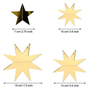 Bememo Christmas Star Garland 3D Hanging Paper Mixed Sizes Sparkly Star Banner for Christmas Tree Kid Room Wedding Birthday Party Decorations, 6 Pieces 65.6 Feet (Gold)